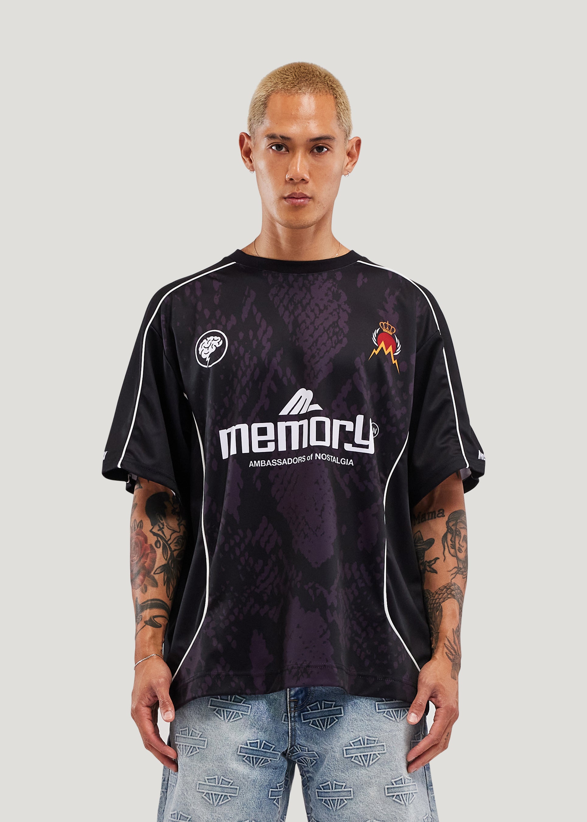 Snake Pattern Soccer Jersey (Black) – Memory Lane LA